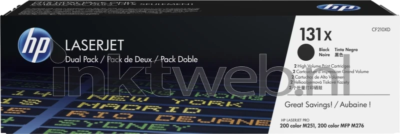 HP 131X 2-pack zwart (Origineel Hoge Capaciteit)
