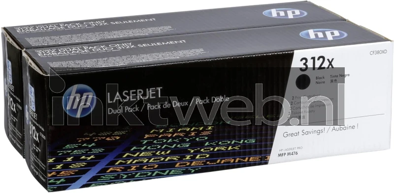 HP 312XD 2-pack zwart (Origineel Hoge Capaciteit)