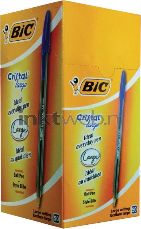BIC balpen Cristal breed 50-pack blauw (Origineel)