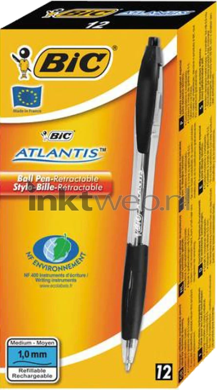 BIC Balpen Atlantis Classic 12-pack zwart (Origineel)