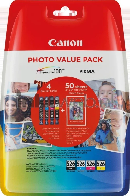 Canon CLI-526 multipack zwart en kleur (Origineel)
