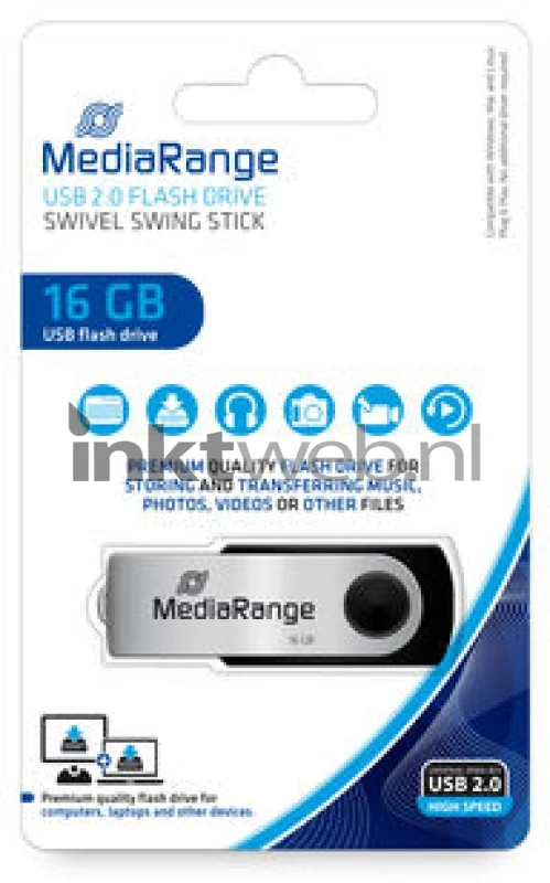 MediaRange USB flash drive 16GB zwart (Origineel)