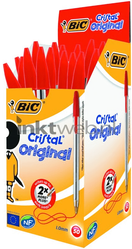 BIC Balpen Cristal medium 50-pack rood (Origineel)