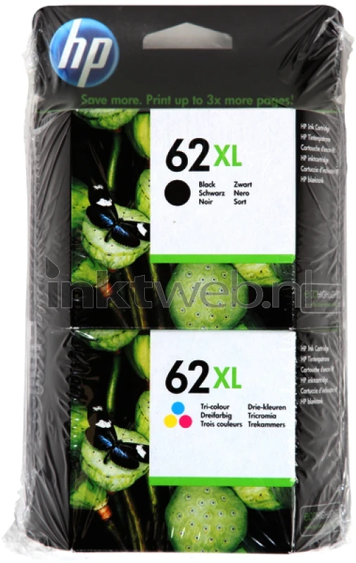 HP 62XL Combo pack zwart en kleur (Origineel Hoge Capaciteit)