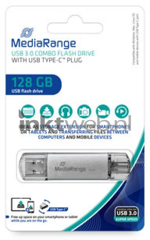MediaRange USB 3.0 Type C combo flash drive 128GB (Origineel)