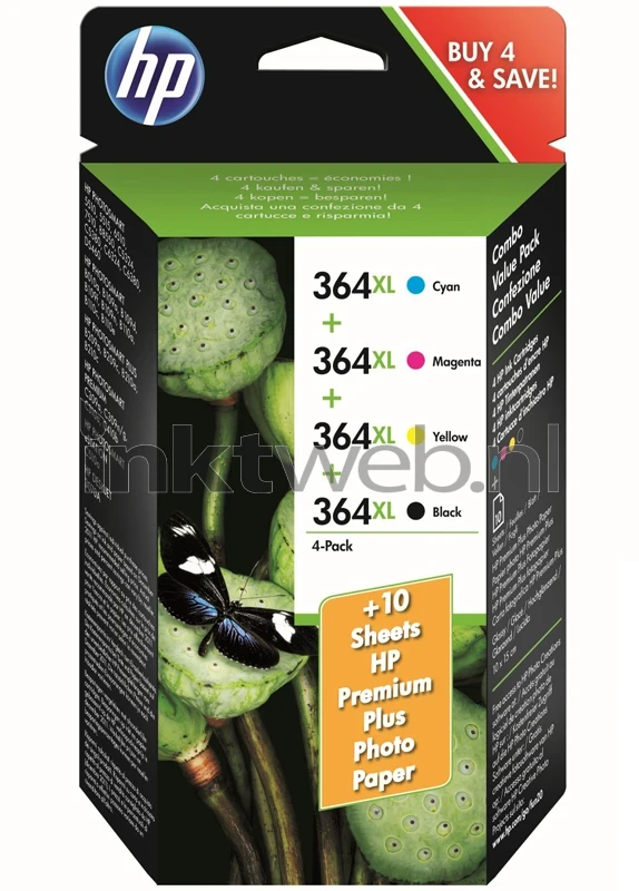 HP 364XL Multipack CMYK zwart en kleur (Origineel Hoge Capaciteit)