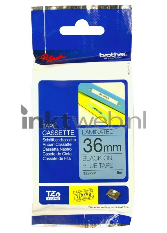 Brother TZE-561 zwart op blauw breedte 36 mm (Origineel)